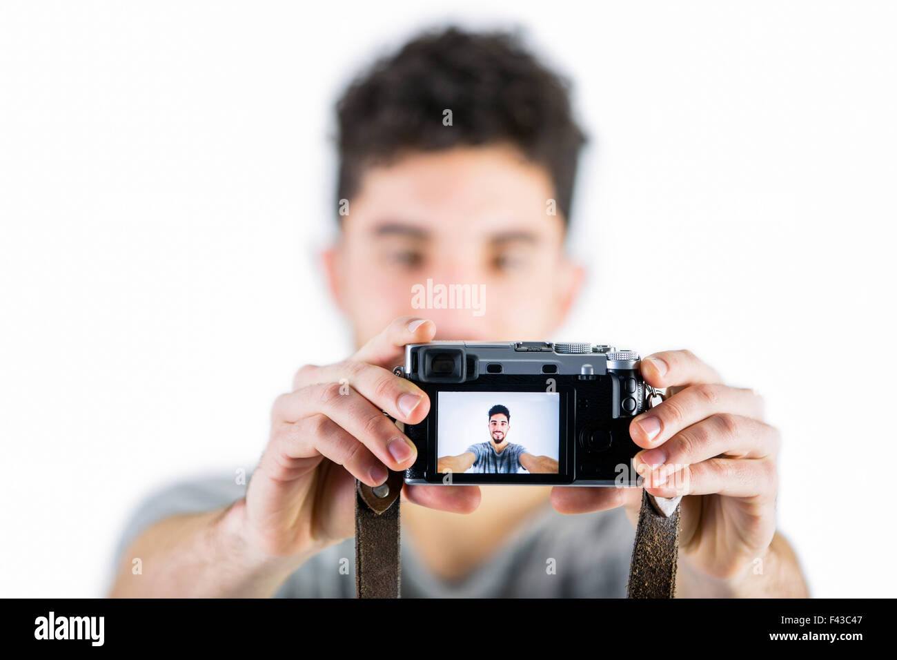 Man using selfie stick hi-res stock photography and images - Alamy