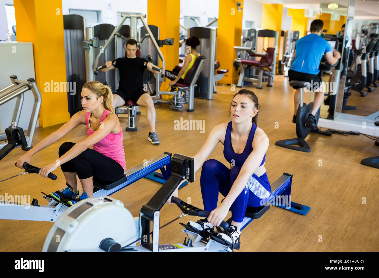 Woman using rowing machine hi-res stock photography and images - Alamy