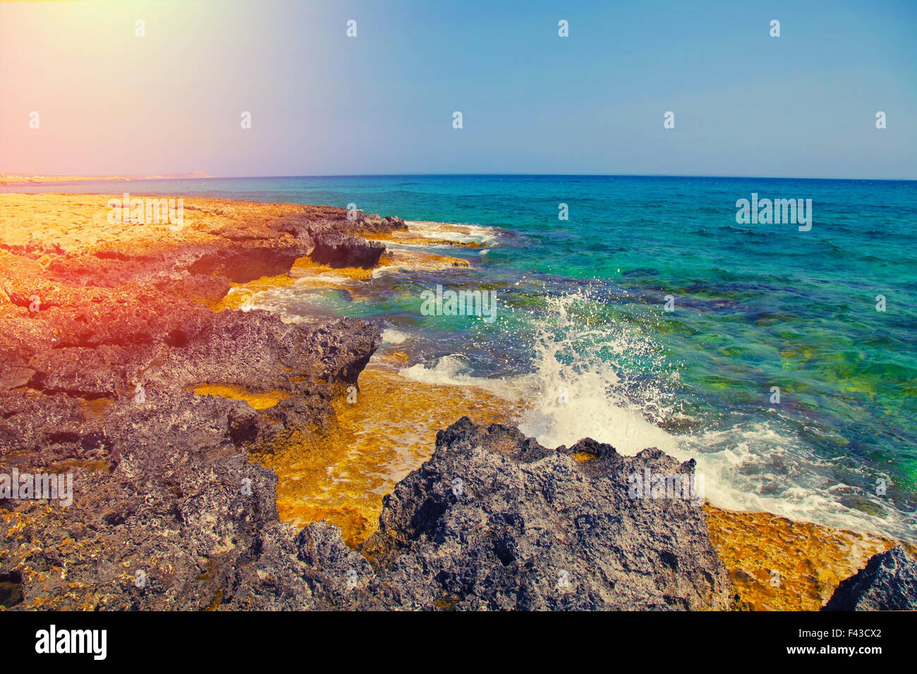 Igneous sea coast, Protaras, Cyprus Stock Photo - Alamy