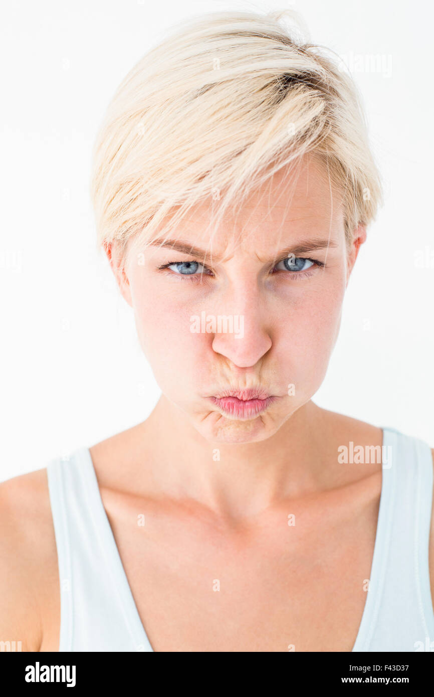 Angry woman looking at camera Stock Photo - Alamy