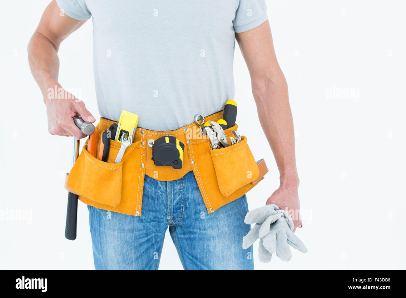 Man gloves holding tape hi-res stock photography and images - Alamy