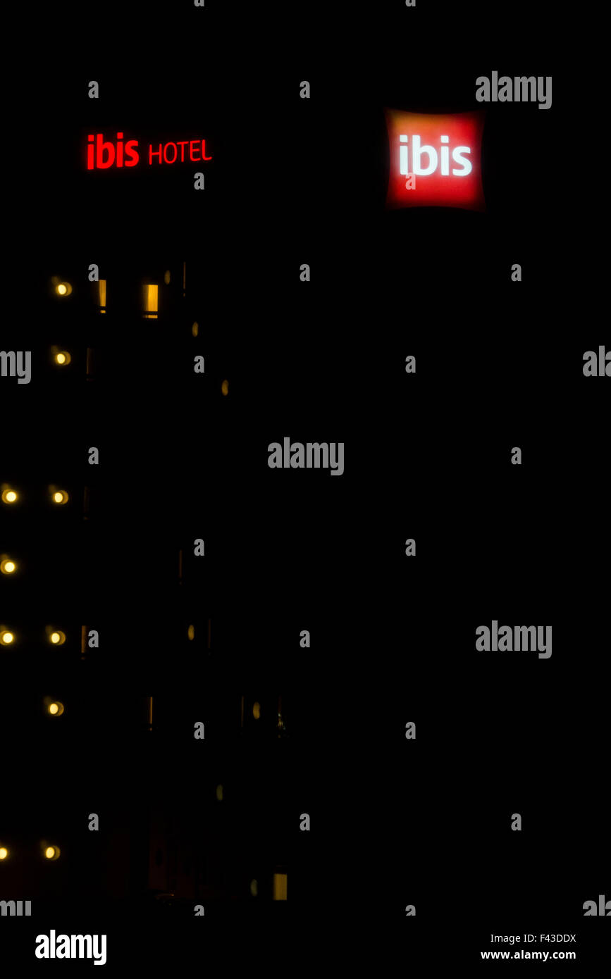 Logo of Ibis hotel at night Stock Photo - Alamy