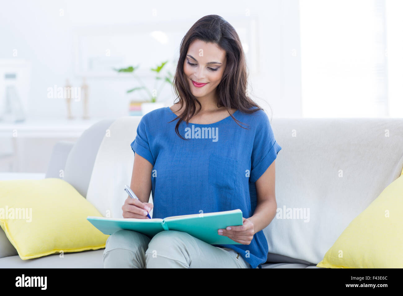 Smiling beautiful woman diary hi-res stock photography and images - Alamy
