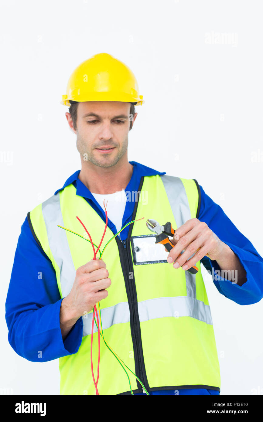 Professional electrician wearing safety helmet hi-res stock photography ...