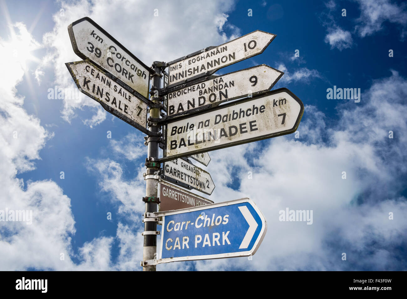 Signpost for places in cork Ireland Stock Photo - Alamy