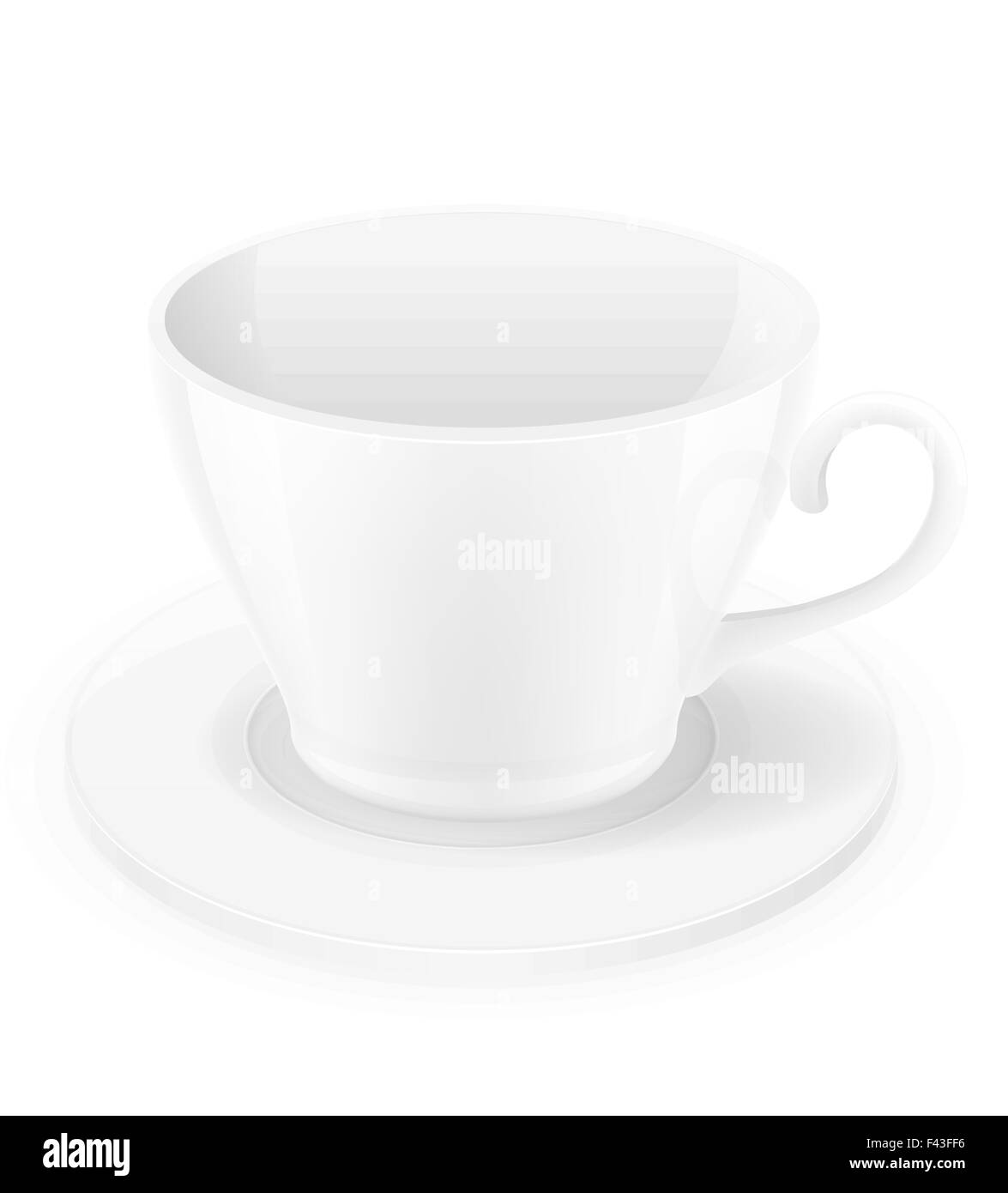 porcelain cup and saucer vector illustration isolated on white ...
