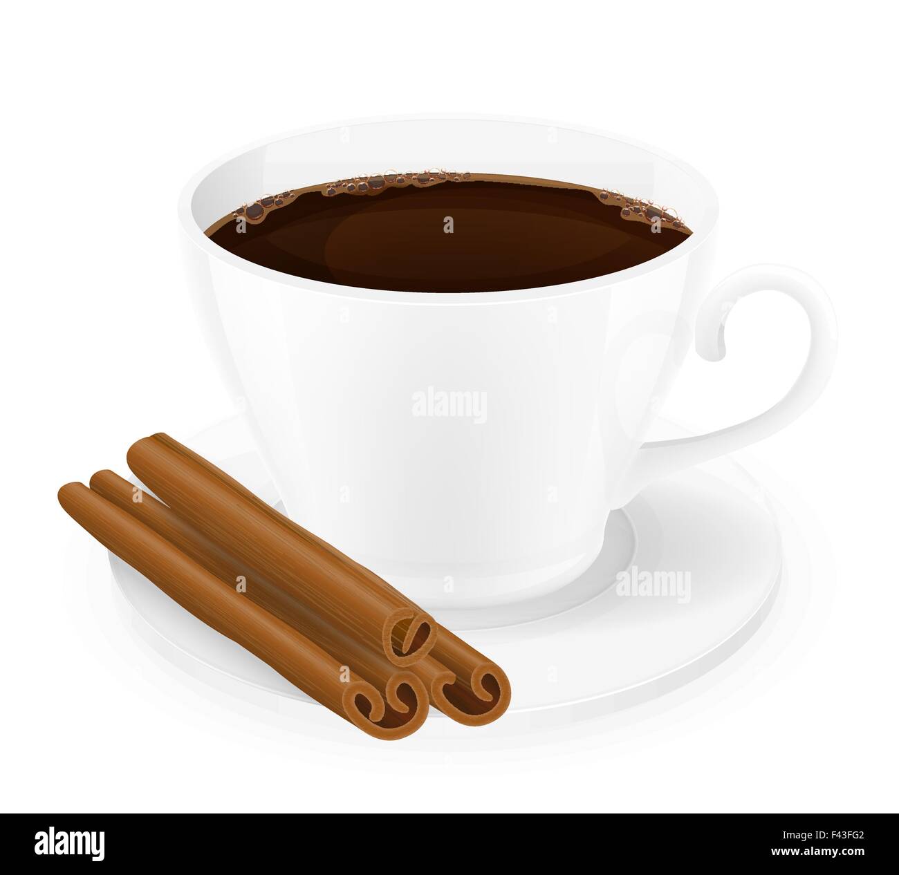 cup of coffee with cinnamon sticks vector illustration isolated on ...