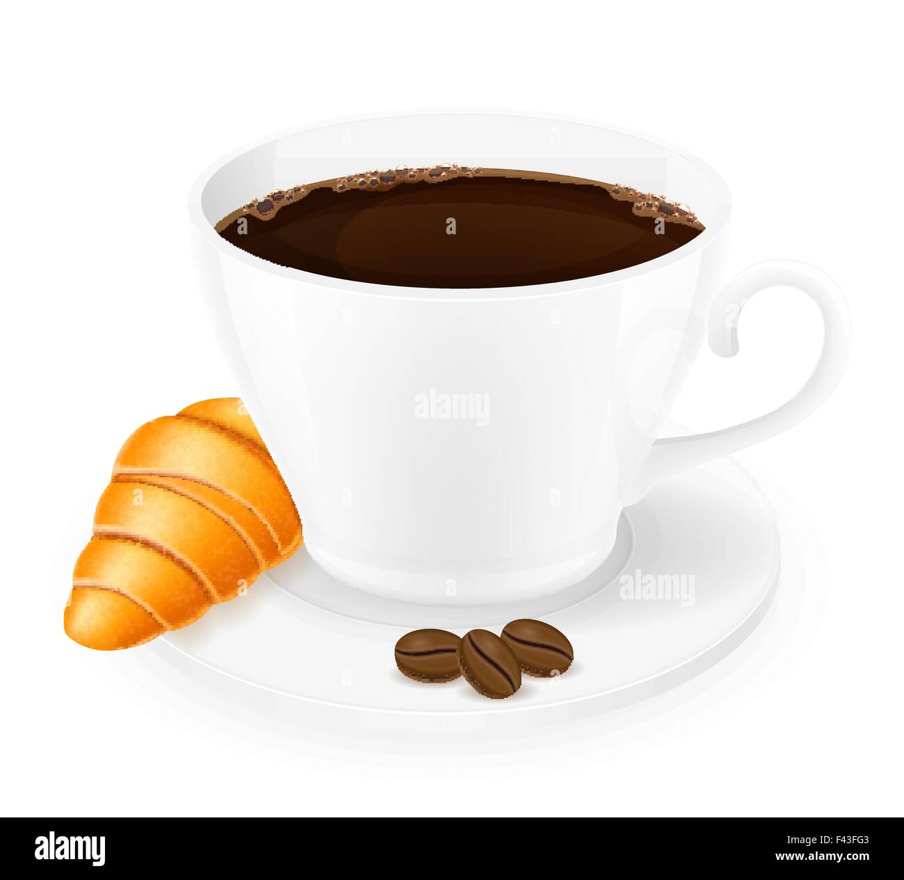 cup of coffee and croissant vector illustration isolated on white ...