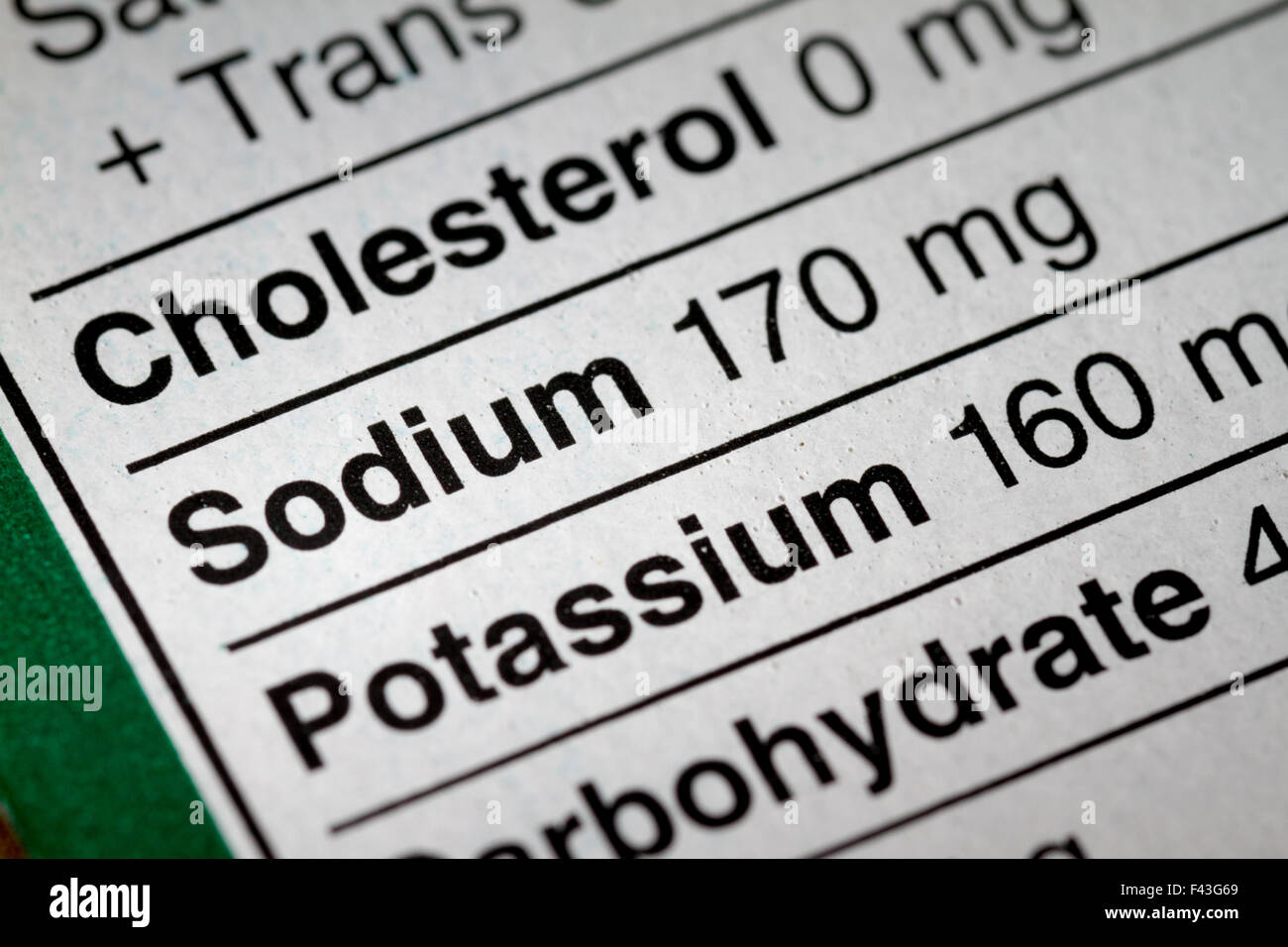 Shallow depth of Field image of Nutrition Facts Sodium Information we ...