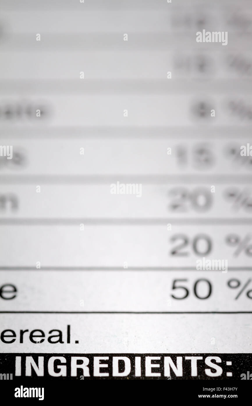 Ingredients list on food package hi-res stock photography and images ...