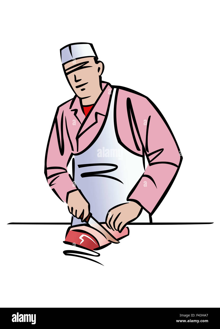Illustration of a butcher Stock Photo - Alamy
