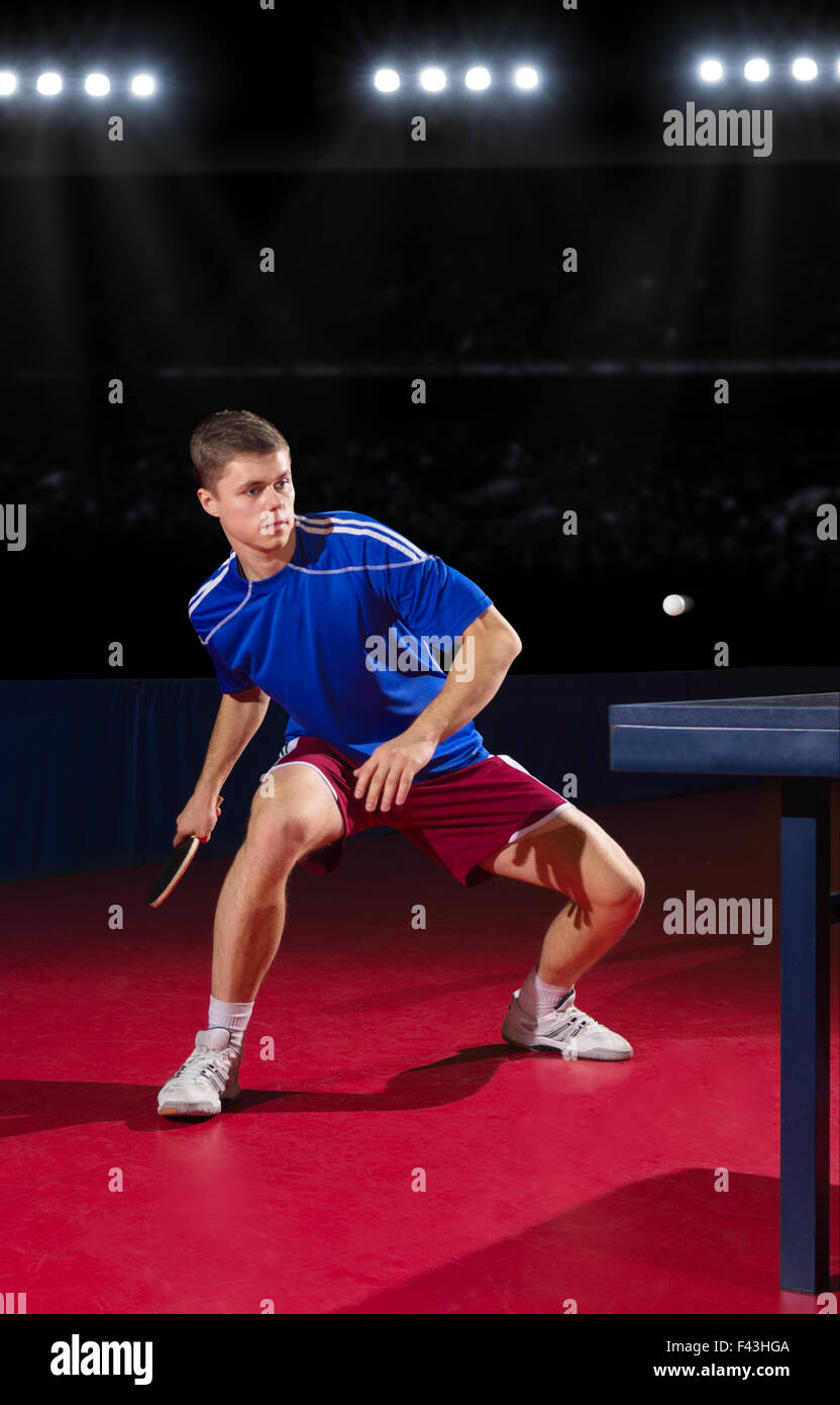 Young table tennis player at sports hall Stock Photo - Alamy