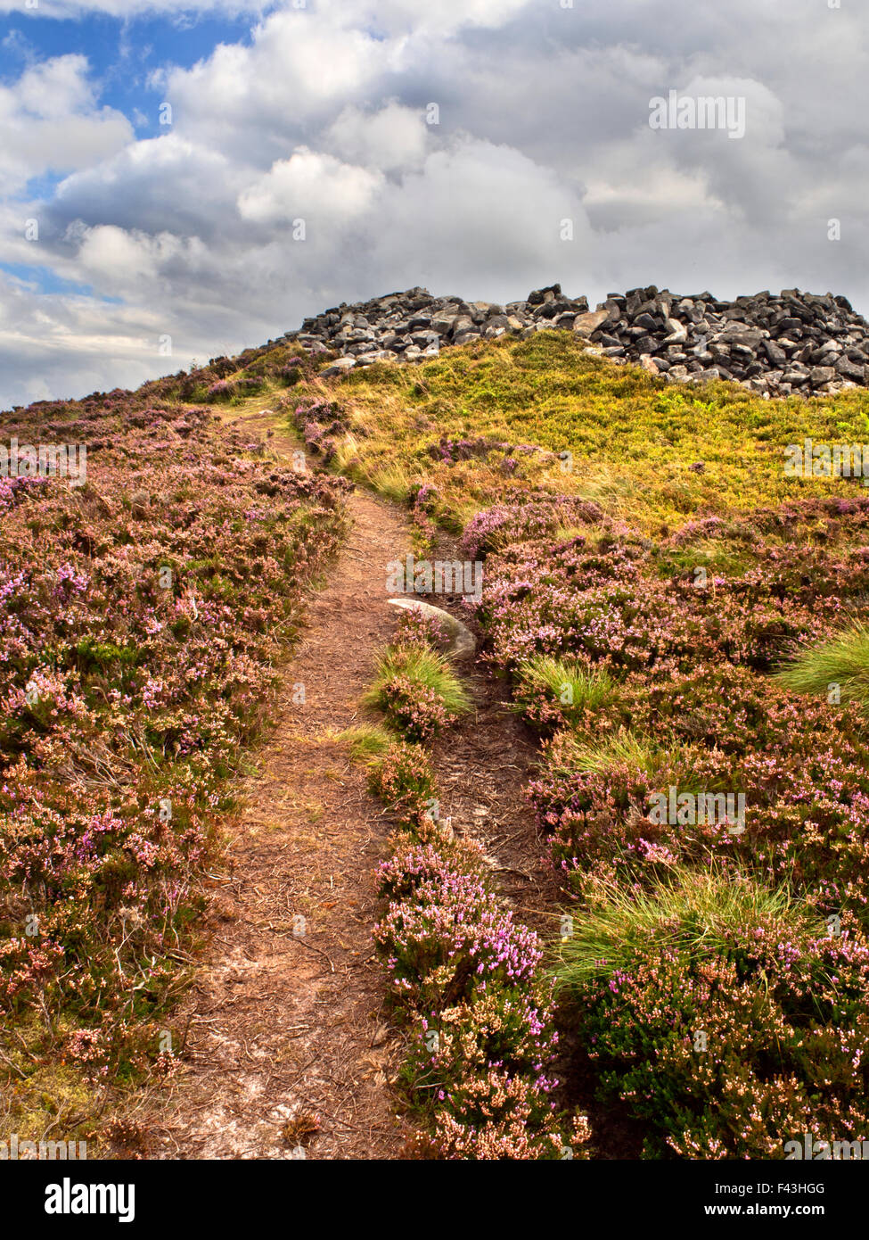 Footpath and Summit Cairn in the Simonside Hills near Rothbury ...