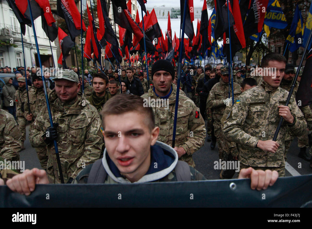 Kiev, Ukraine. 14th Oct, 2015. Activists and supporters of the Right ...