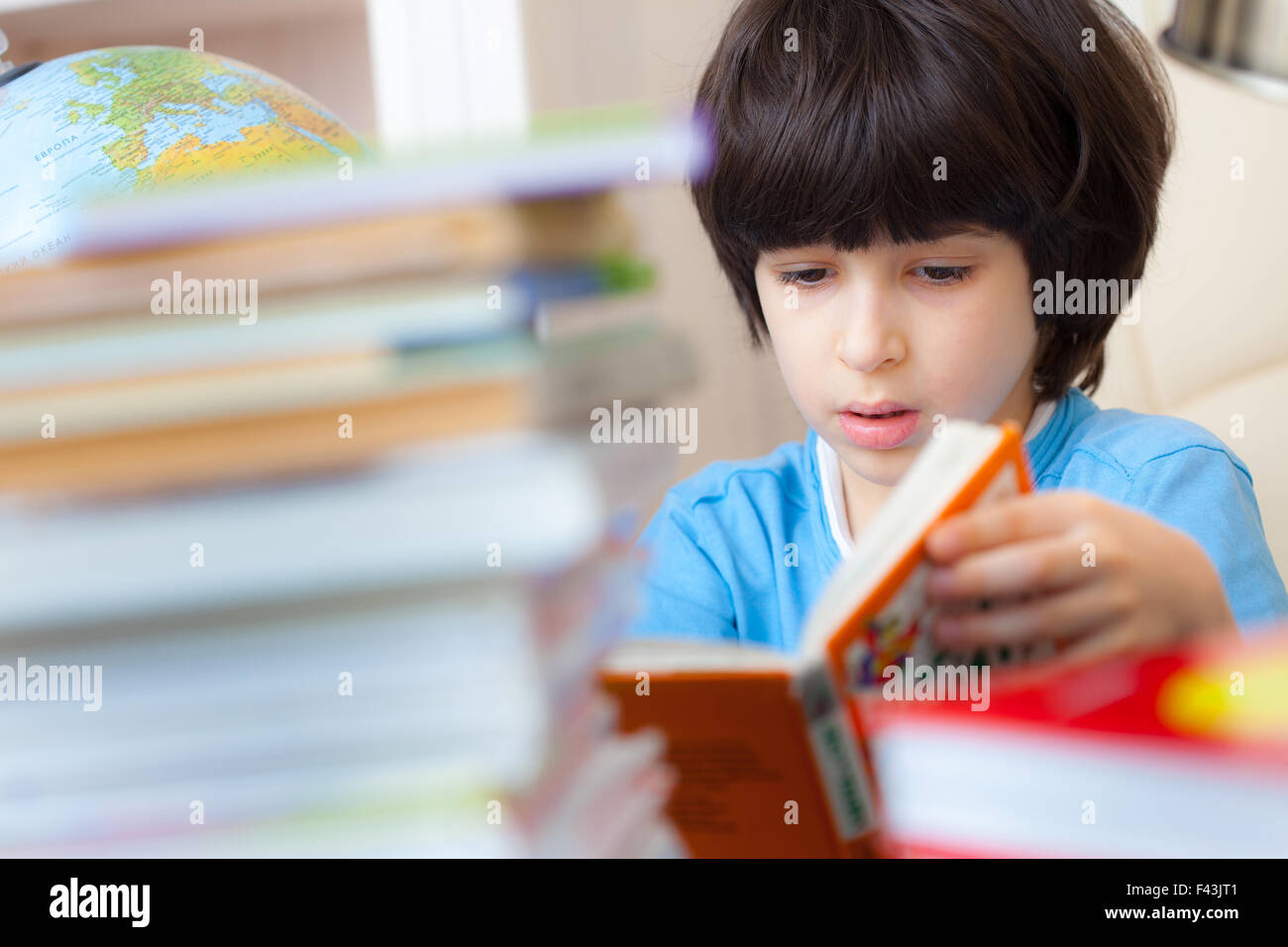 boy reading a book Stock Photo - Alamy