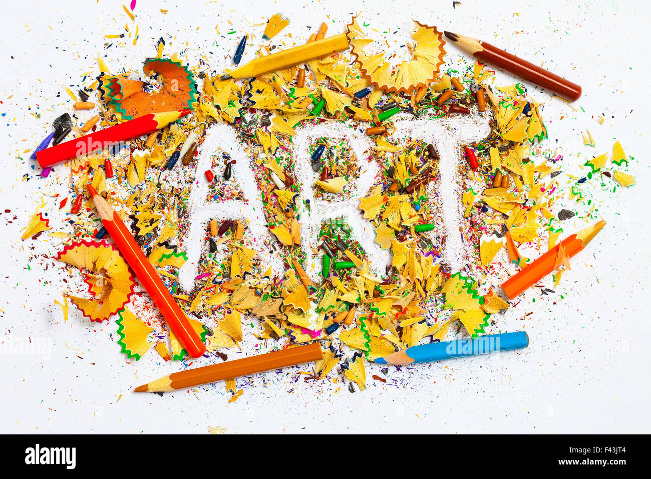 colored pencils and inscription ART Stock Photo - Alamy