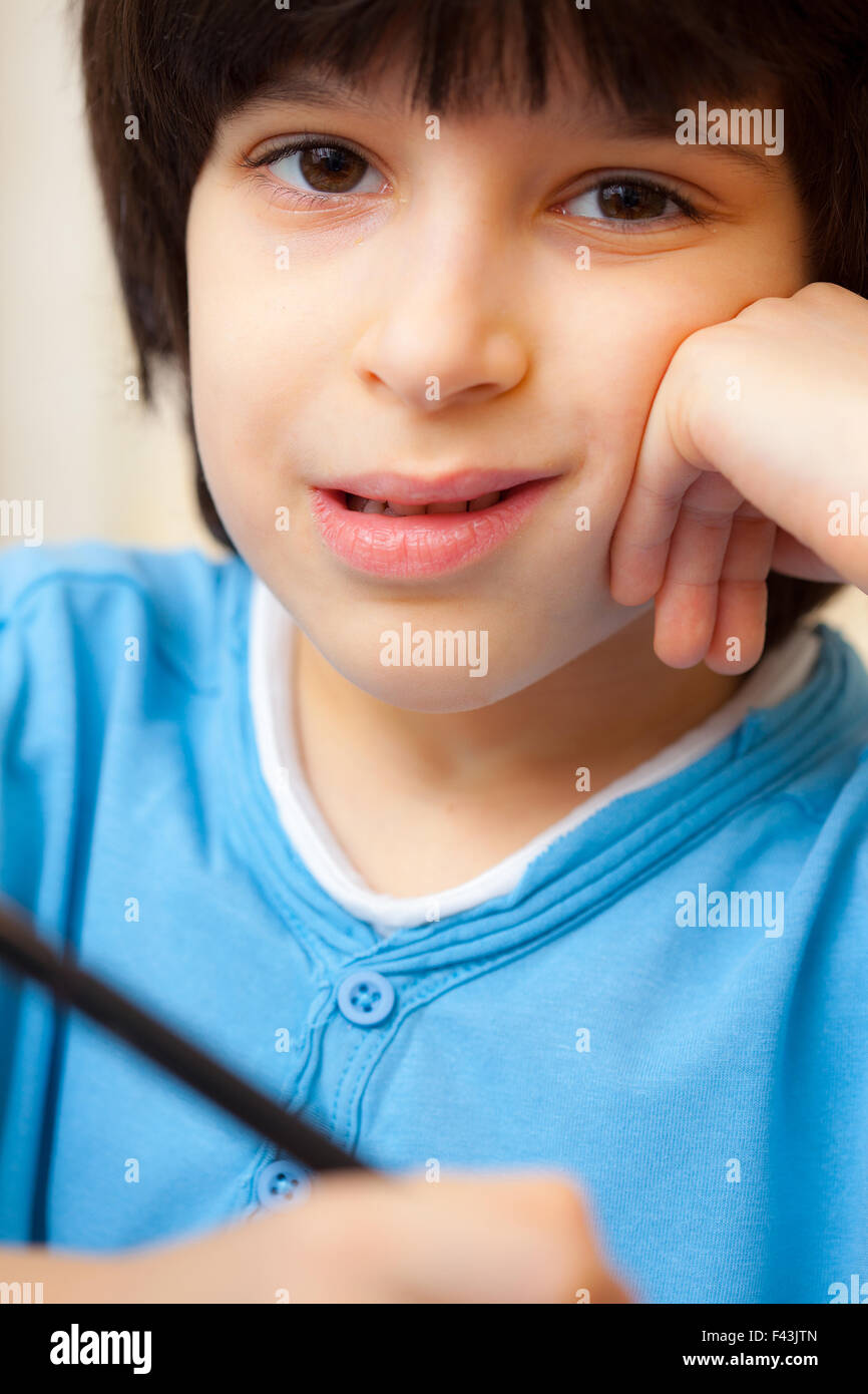 Portrait schoolboy reading book hi-res stock photography and images - Alamy