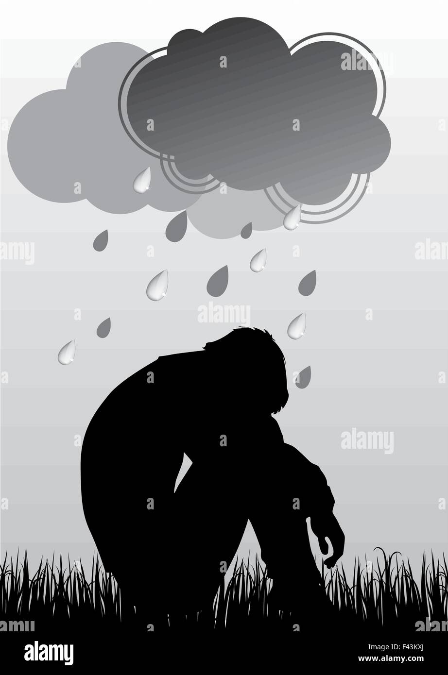 Silhouette sad man Stock Vector Images - Alamy