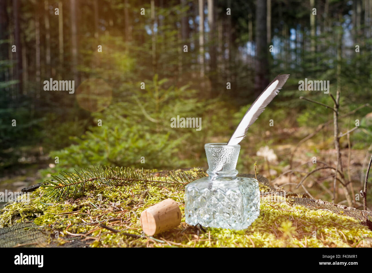 Inkwell with pen Stock Photo - Alamy