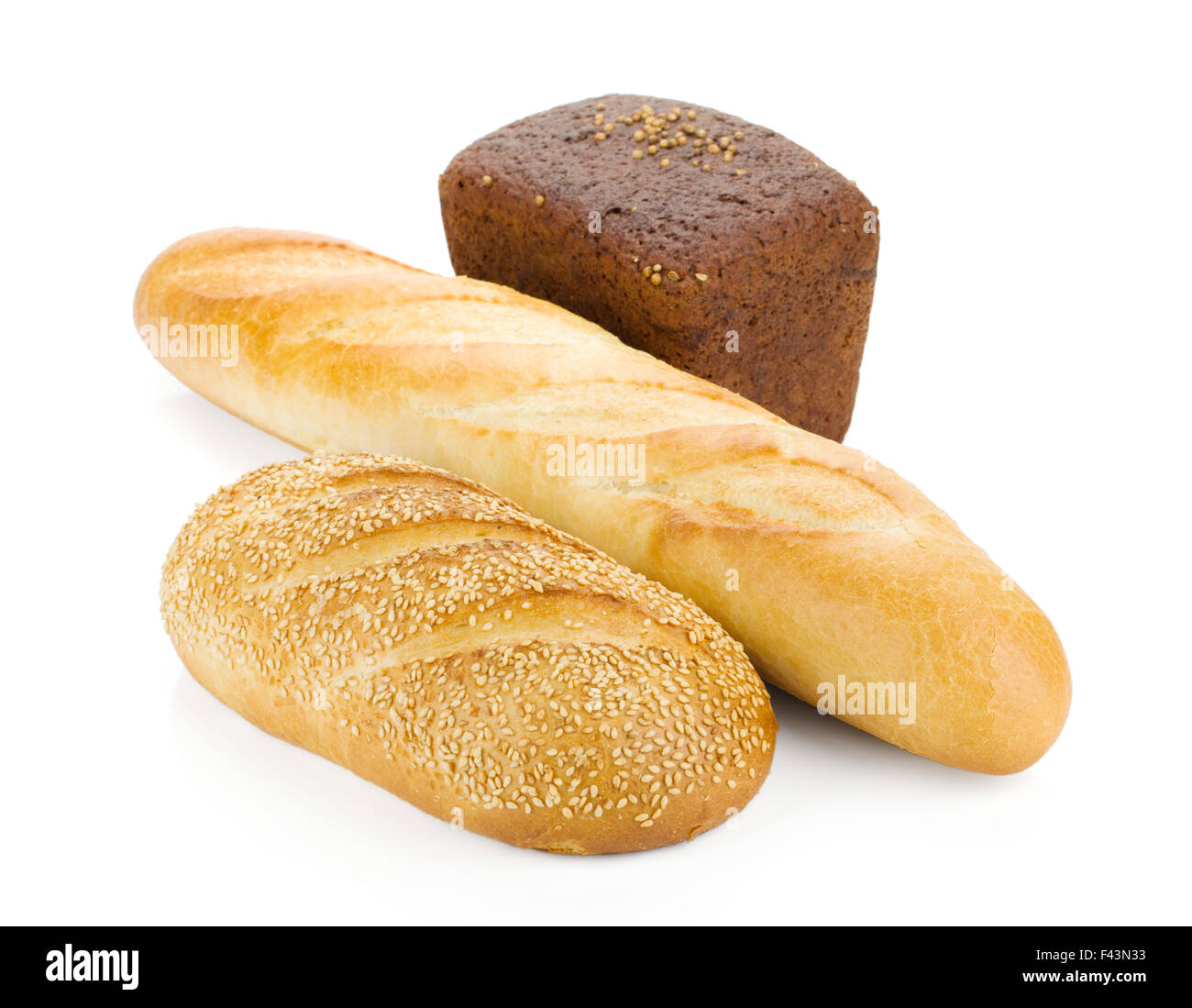 Three loafs of bread. Isolated on white background Stock Photo - Alamy