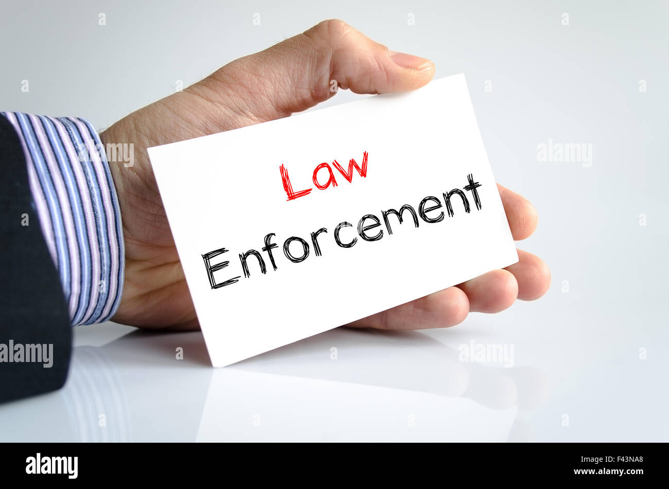 Law enforcement text concept isolated over white background Stock Photo ...
