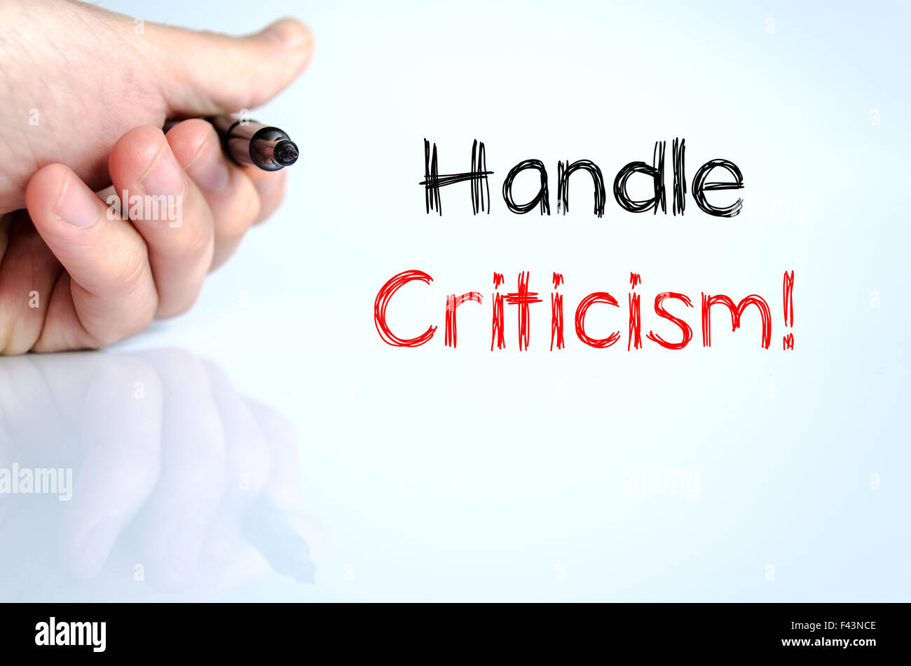 Handle criticism text concept isolated over white background Stock ...