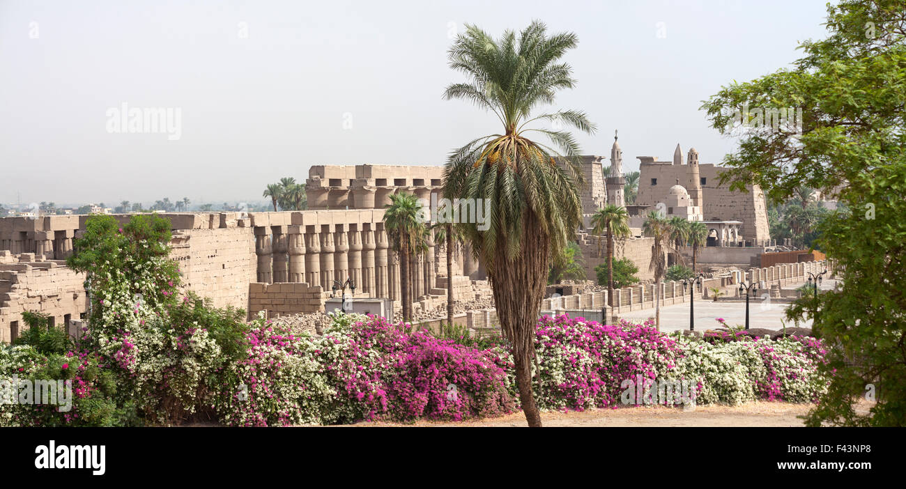Elevated panorama view of Luxor Temple, East bank, Luxor City Egypt ...