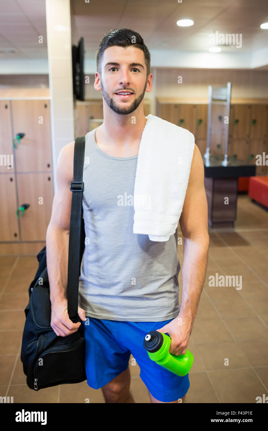 Smiling man about to go to the gym Stock Photo - Alamy