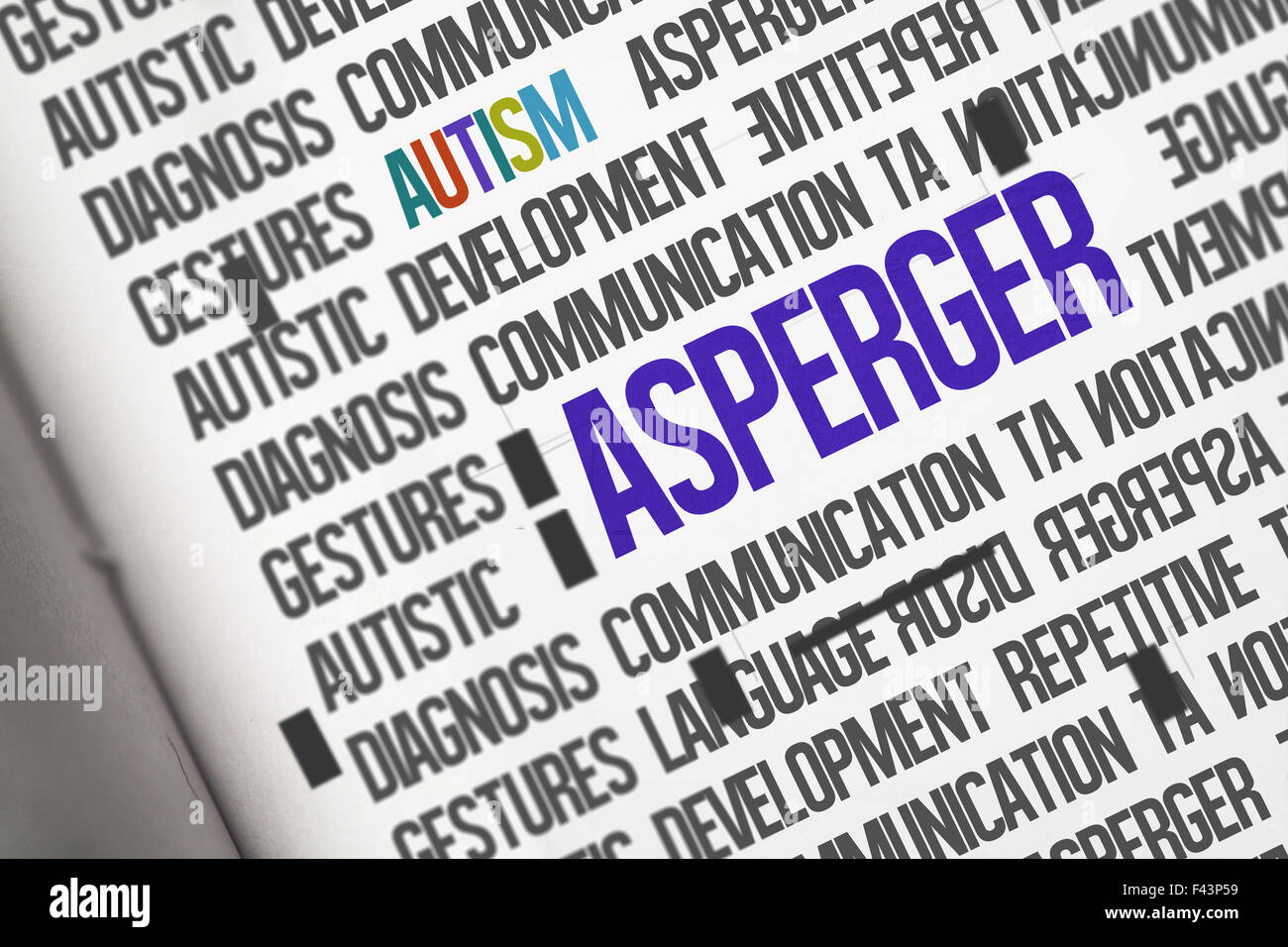 Asperger against open book Stock Photo - Alamy