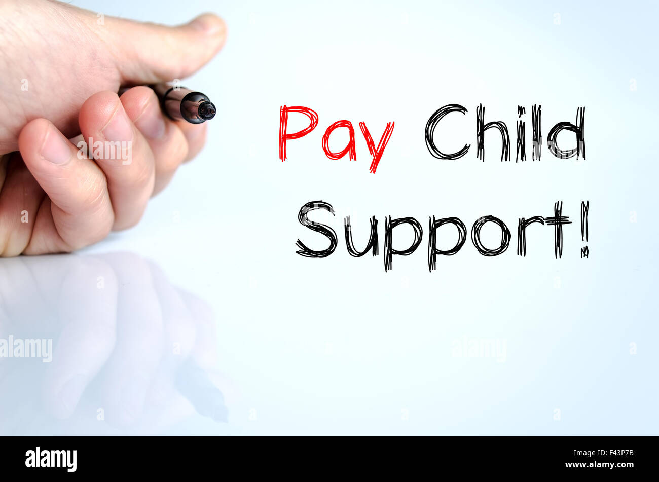 Pay child support text concept isolated over white background Stock ...