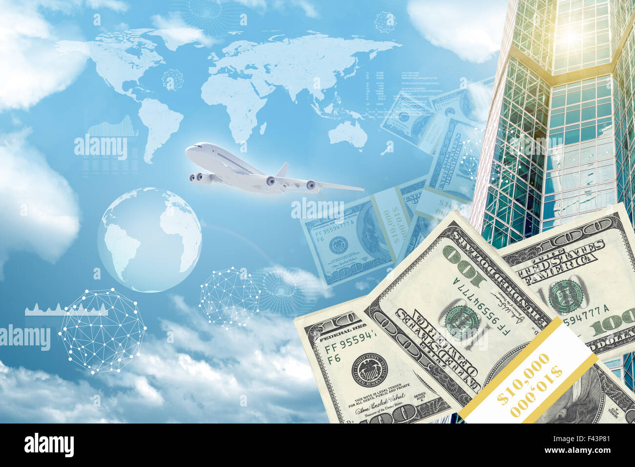 Business center with world map and Earth Stock Photo - Alamy
