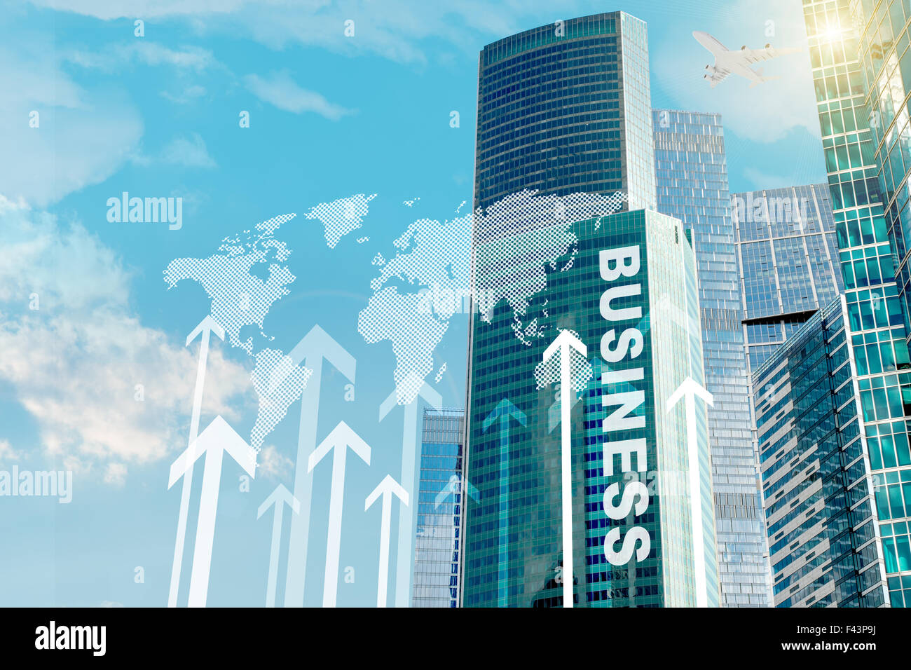 Business center with words and arrows Stock Photo - Alamy