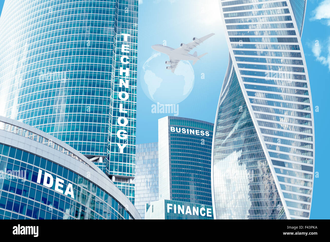 World map with business city and words Stock Photo - Alamy