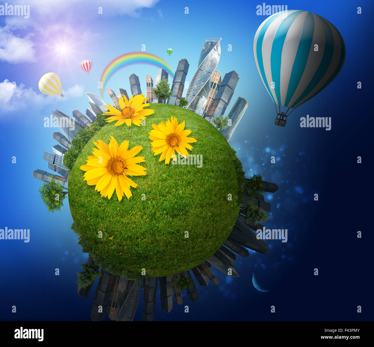 Balloon earth city hi-res stock photography and images - Alamy