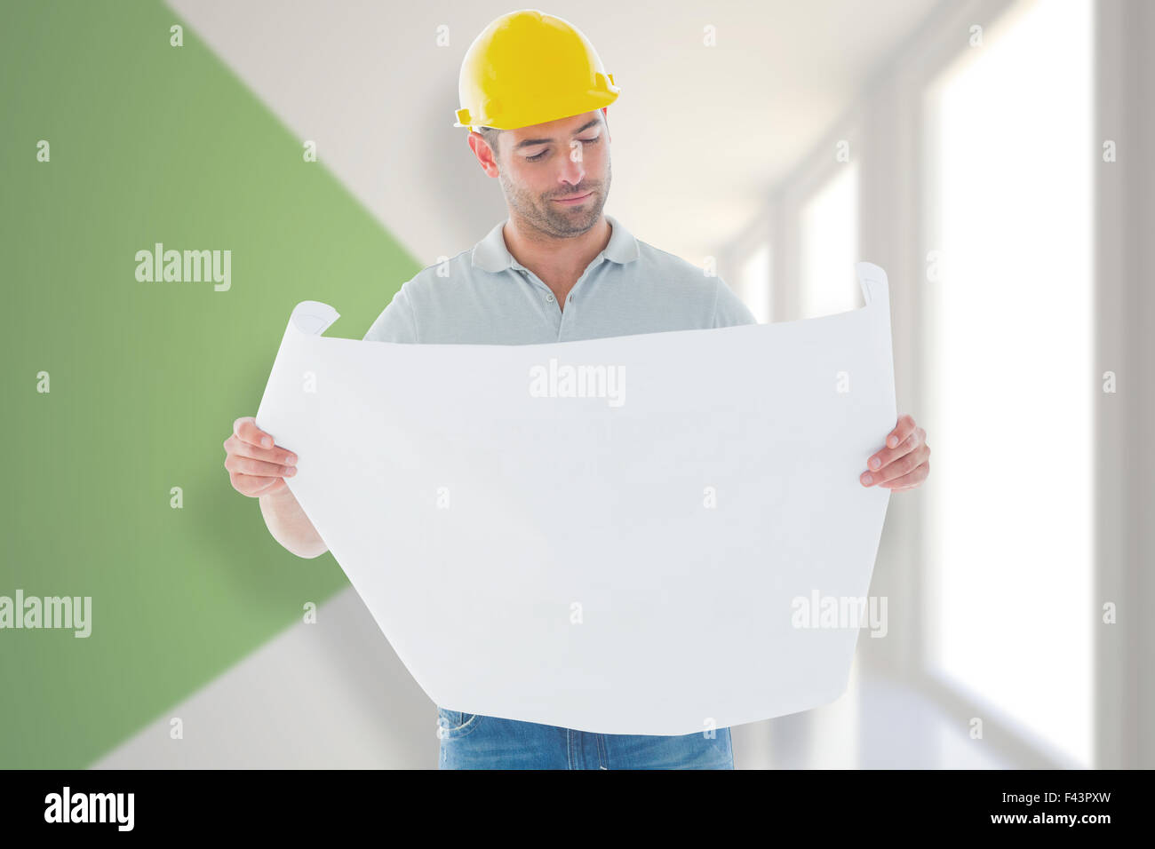 Architect reading plan on green hi-res stock photography and images - Alamy