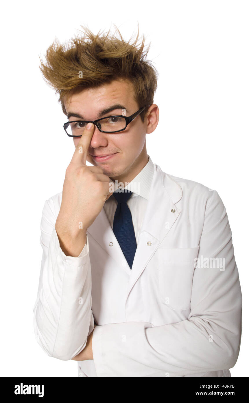 Funny doctor isolated on white Stock Photo - Alamy