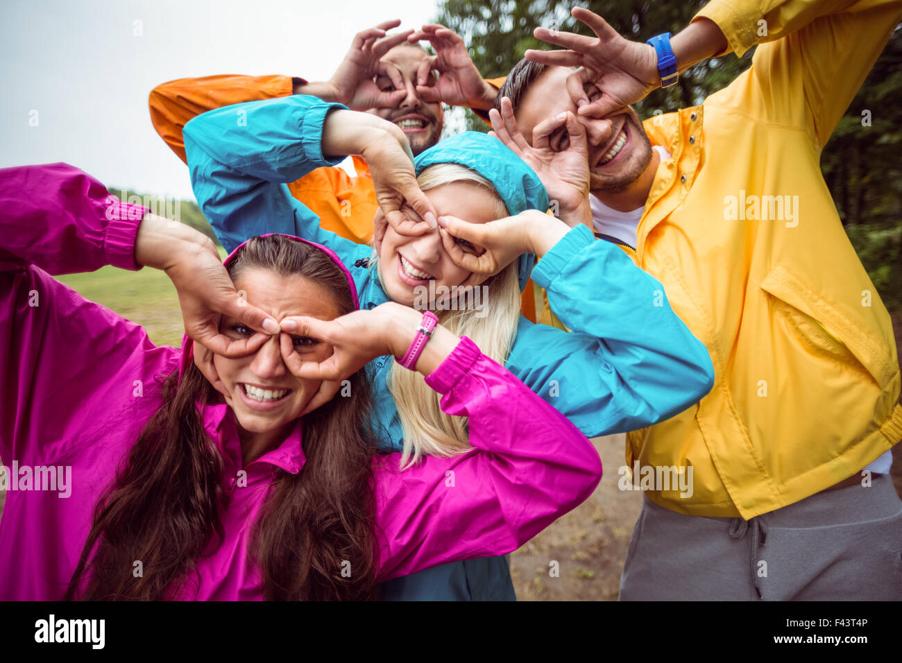 Friends having fun on a hike Stock Photo - Alamy