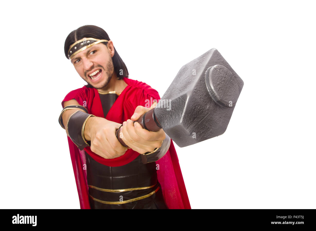 Gladiator with hammer isolated on white Stock Photo - Alamy