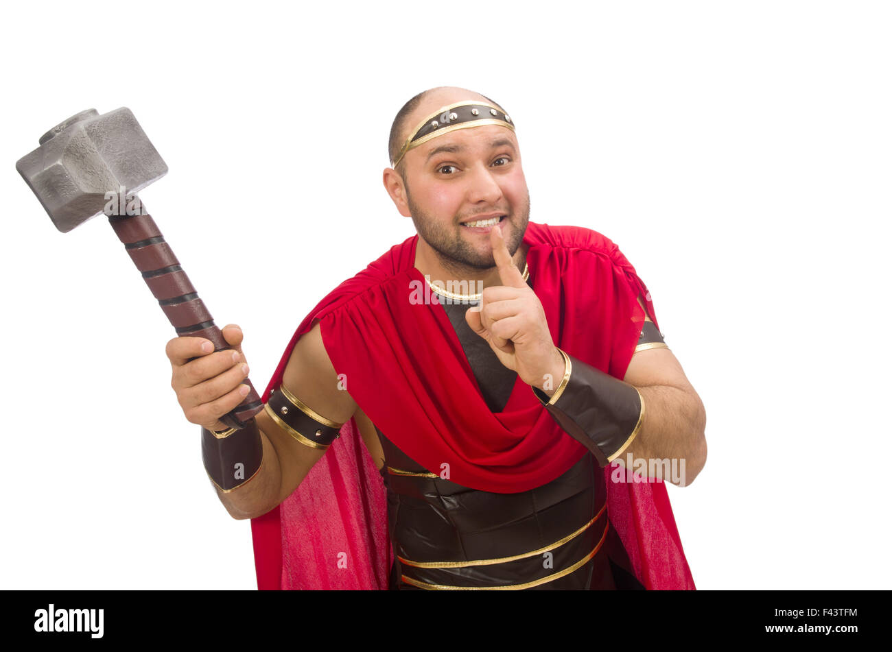 Gladiator with hammer isolated on white Stock Photo - Alamy