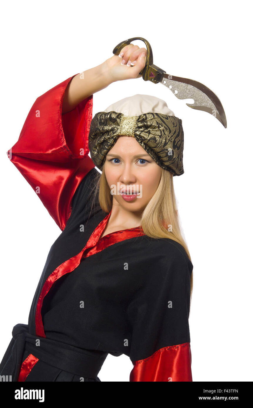 Female magician isolated on white Stock Photo - Alamy