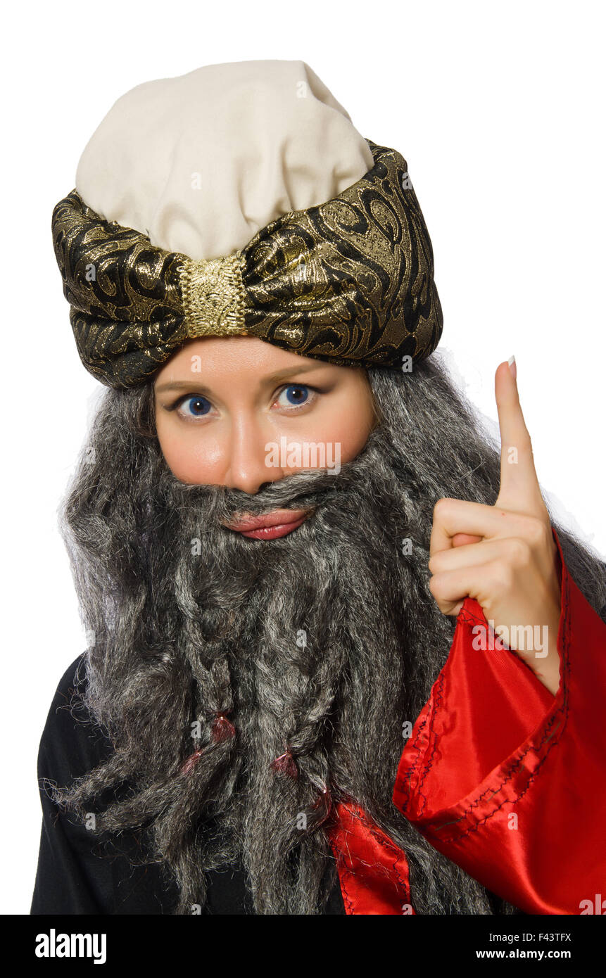 Female magician isolated on white Stock Photo - Alamy