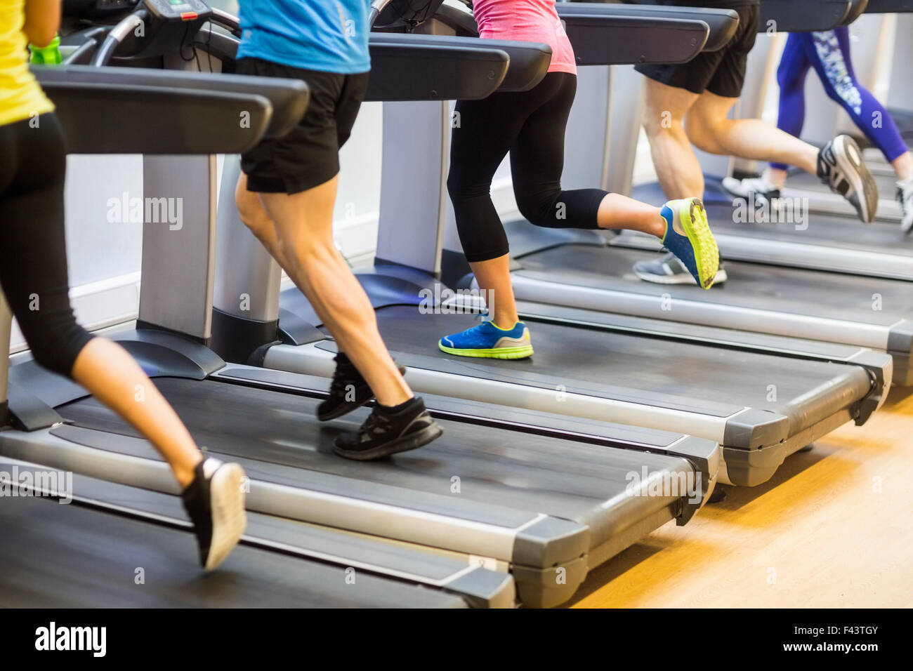 Fit people jogging on treadmills Stock Photo - Alamy