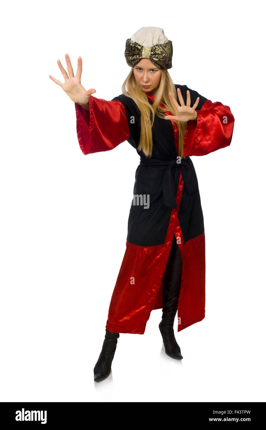 Female magician isolated on white Stock Photo - Alamy