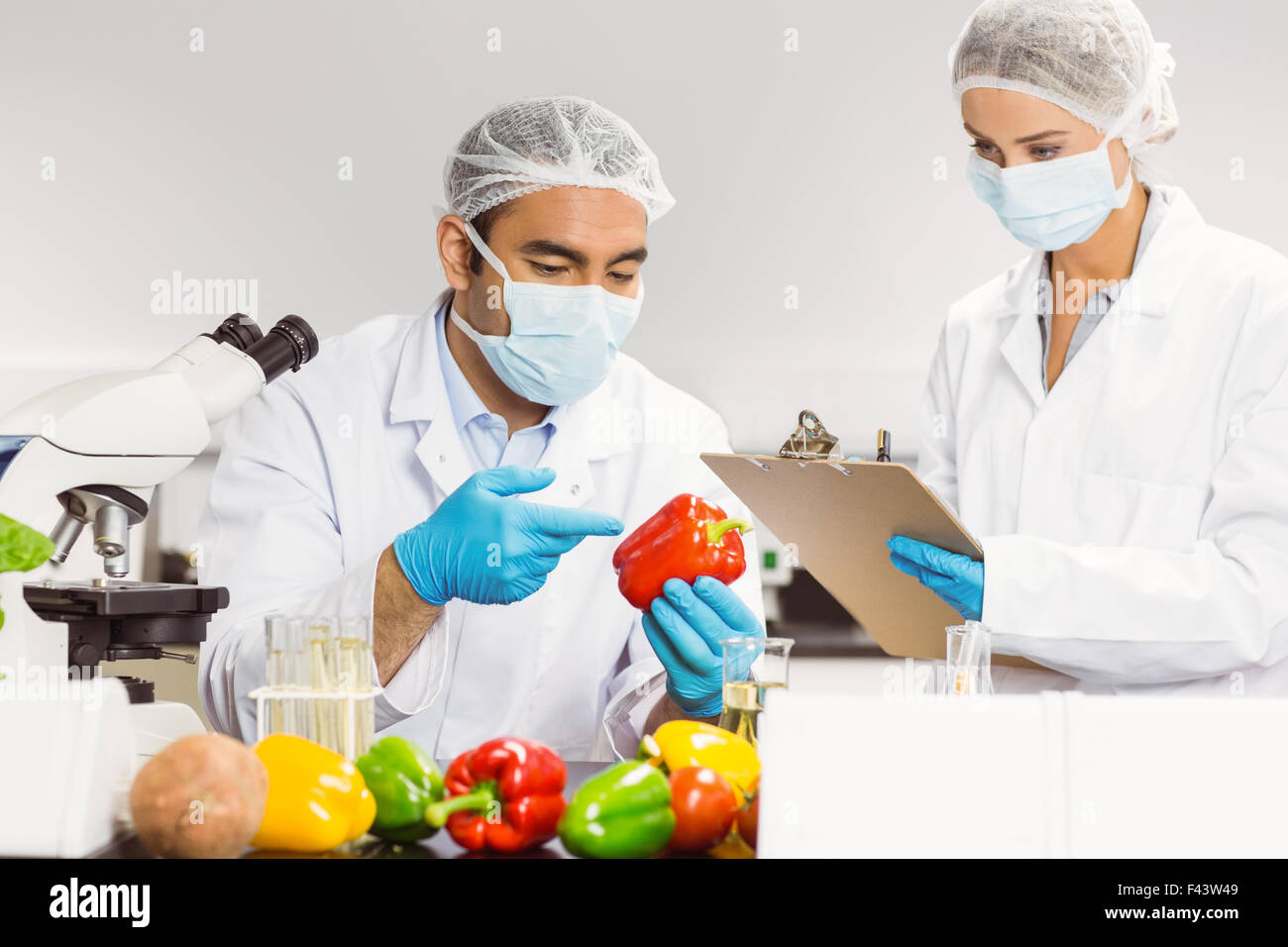 Food scientists examining a pepper Stock Photo - Alamy