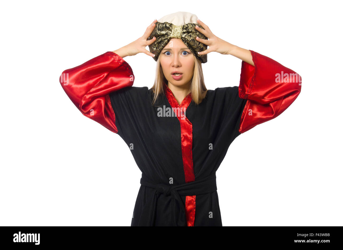 Female magician isolated on white Stock Photo - Alamy