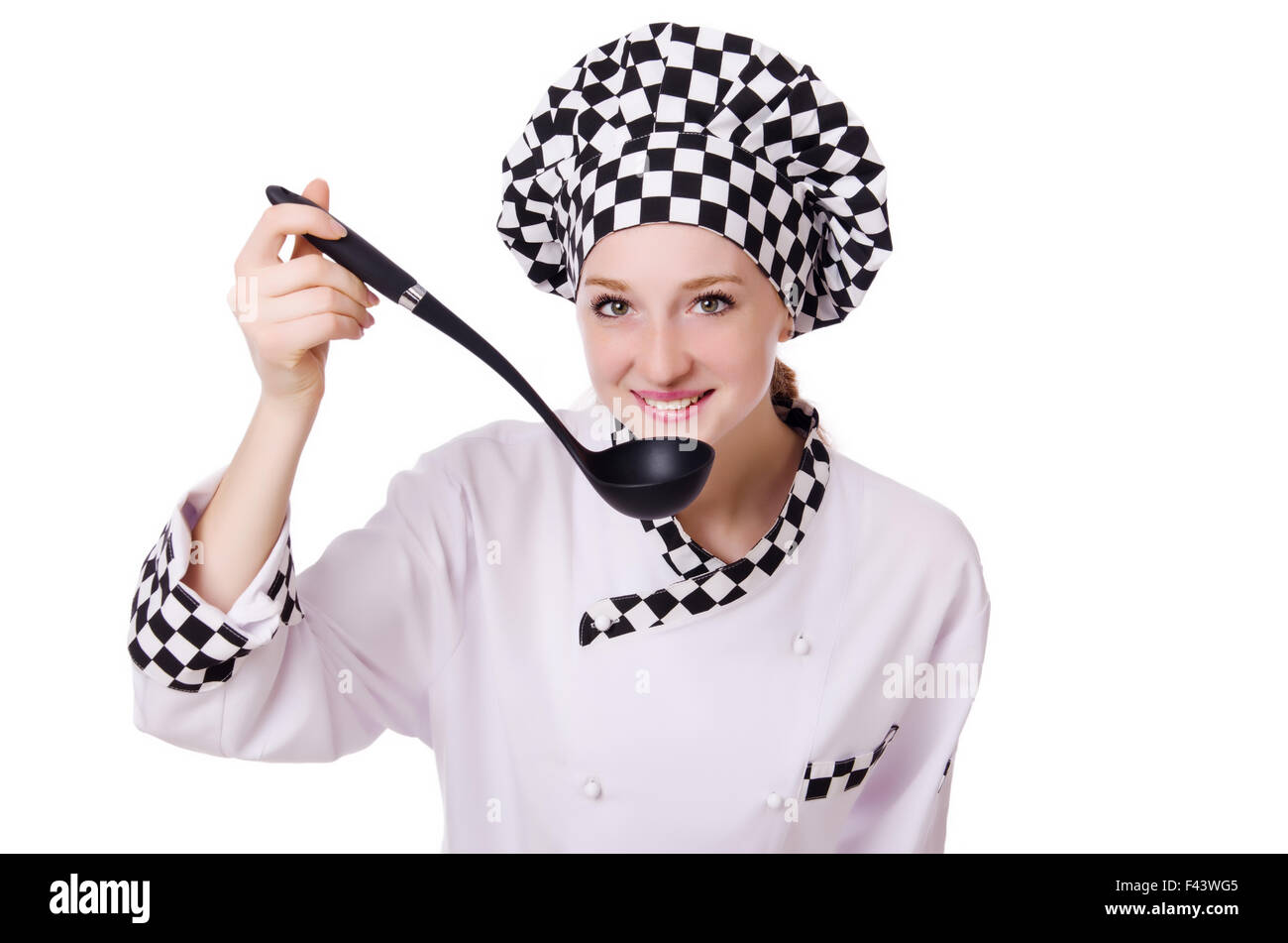 Female chef isolated on white Stock Photo - Alamy