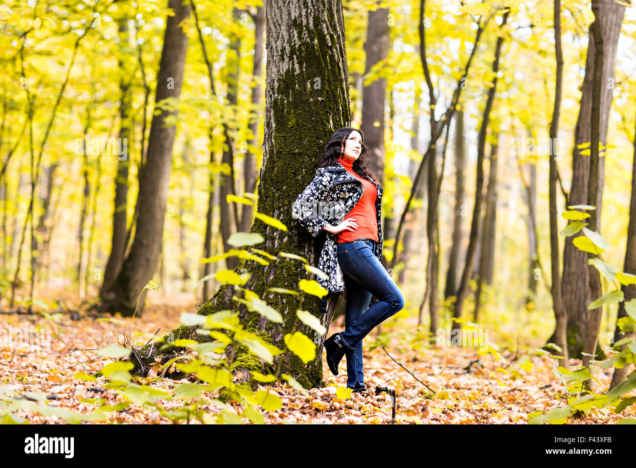 Beautiful woman in autumn park Stock Photo - Alamy