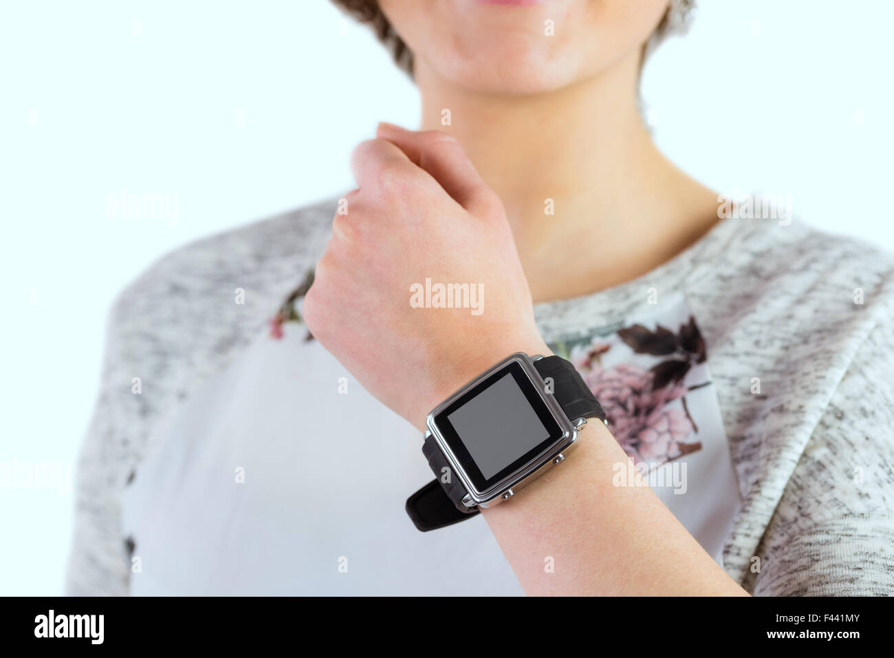 Woman wearing her smartwatch Stock Photo - Alamy