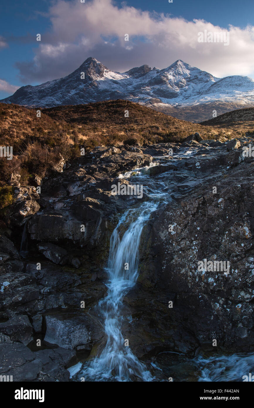 The Black Cuillin Mountains from the Sligachan Waterfalls on the Isle ...
