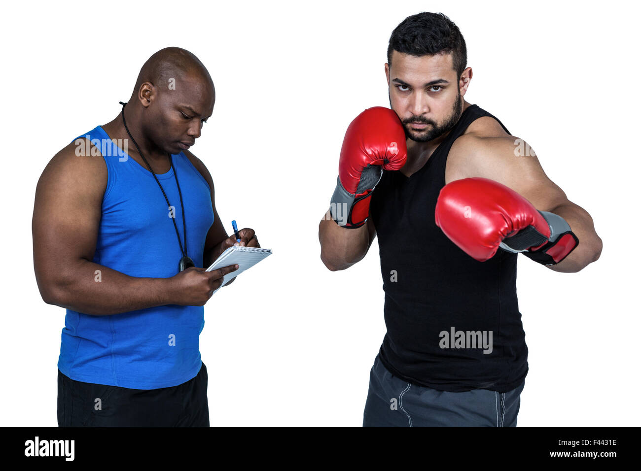 Boxing coach with his fighter Stock Photo - Alamy